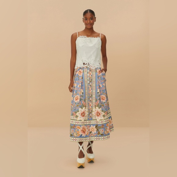 FARM Rio | Skirts | Farm Rio Blue Superbloom Maxi Skirt | Poshmark